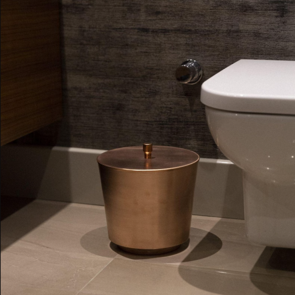 Solid Copper Bathroom Trash Bin with Lid | Handmade Copper Bathroom Ac ...