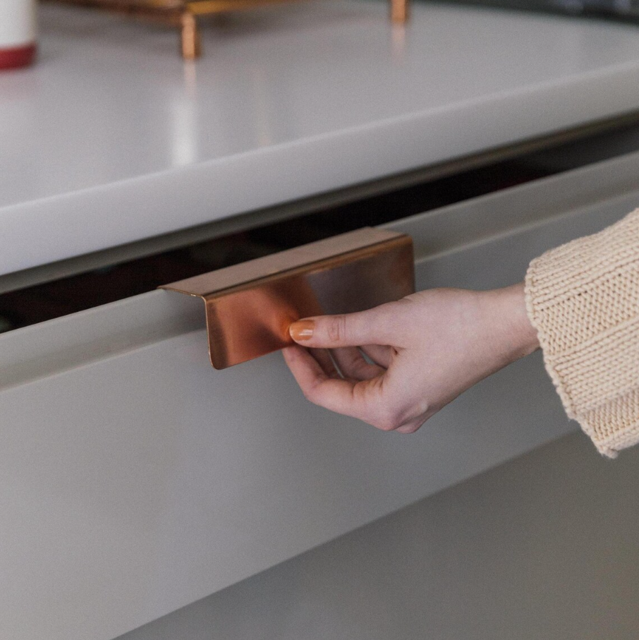 Brushed Copper Finger Pull Handles – Solid Copper Cabinet Hardware ...