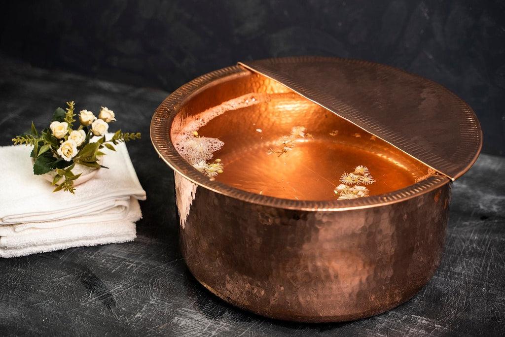 Handcrafted Solid Copper Foot Bath with Removable Footrest | Luxury Spa ...